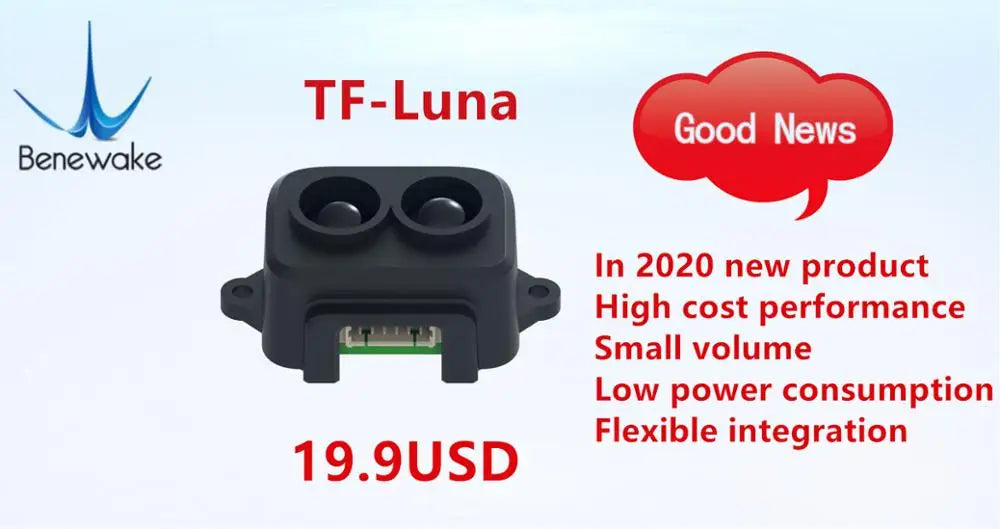Benewake TF-Luna 8m LiDAR Rangefinder for Arduino/Pixhawk, UART/IIC ...