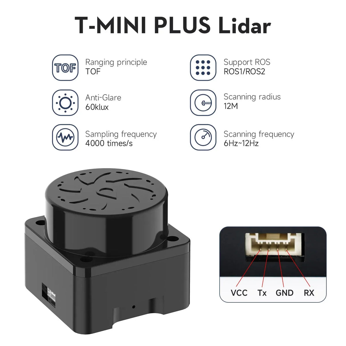 EAI YDLIDAR T-mini Plus Lidar Sensor Kit TOF ROS Robot SLAM Navigation ...