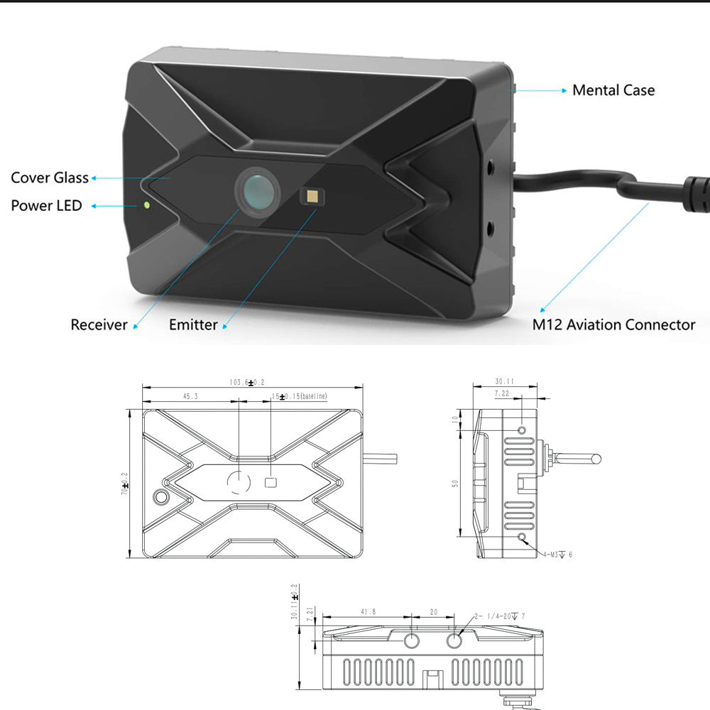 Industrial TOF Sensor 3D Camera Rangefinder CS20-P - TOFSENSORS ...